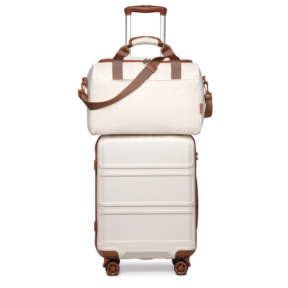 Cream 12/20/24/28Inch Hard Shell ABS Suitcase 4 Wheels Cabin Luggage ...