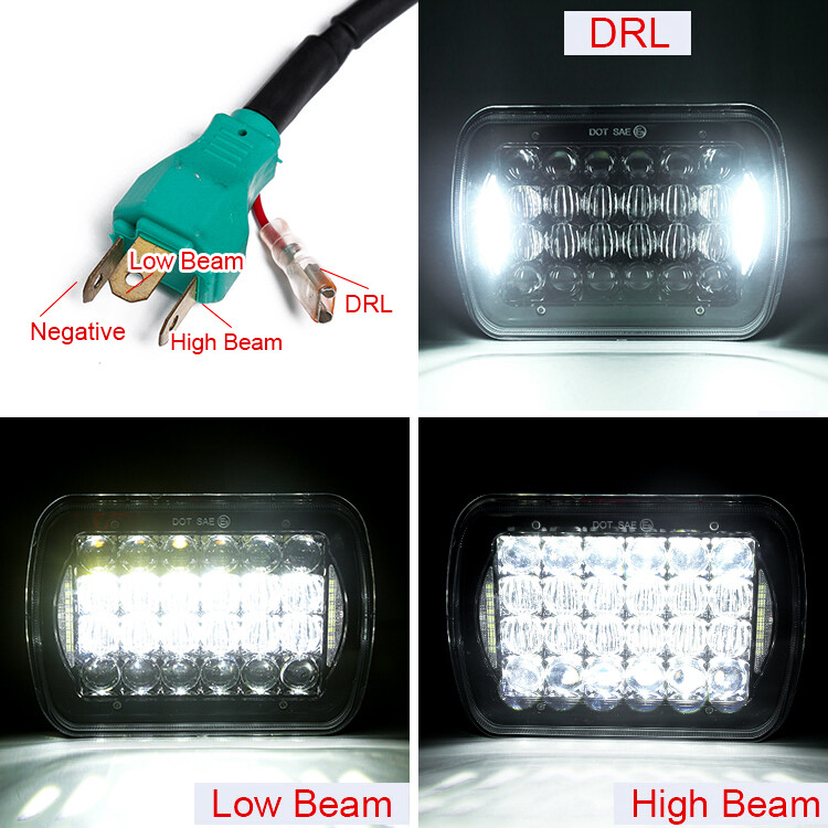 2PCS For Kenworth T300 1997-2010 T800 5X7" 7X6 Sealed LED Headlight H4 ...