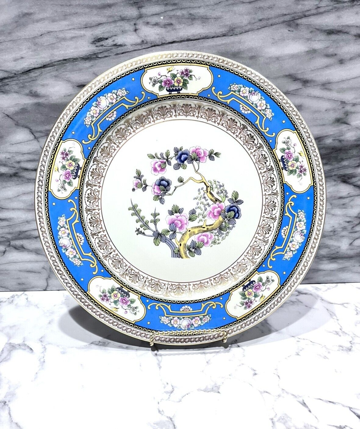 Bavaria Porcelain Chinese Tree Dinner Plate 6236 Blue Pink Gold ...