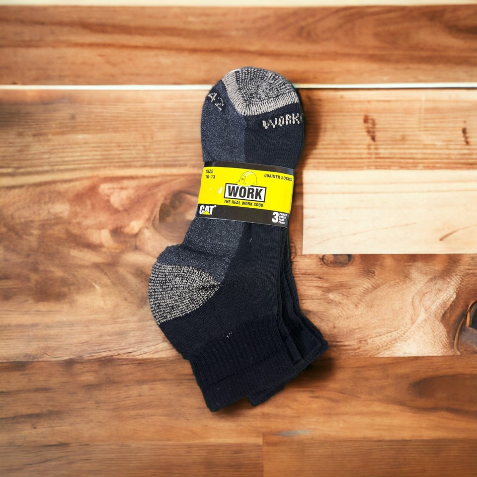 Caterpillar Cat Work Sock Black Quarter Socks (Size 10-13) 3-Pack | eBay
