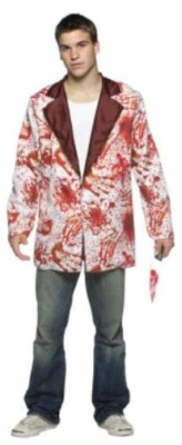 MENS SCARY BLOODY JACKET BLAZER SERIAL KILLER SCARY HALLOWEEN COSTUME ...