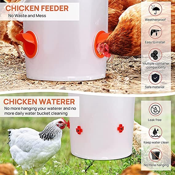 Chicken Water Container 4PACK Plastic Poultry Drinker Chick Waterer