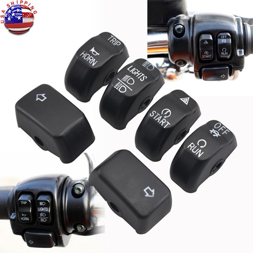 6x Hand Control Button Cover Switch Cap Set For Harley Dyna Softail XL ...