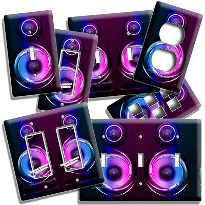 LIGHT SWITCH OUTLET WALL PLATES COLORFUL STEREO SPEAKERS MUSIC STUDIO ...