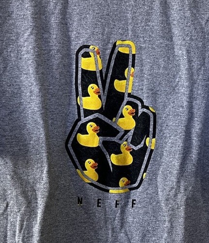 Neff Peace Sign Yellow Rubber Ducky Ducks Mens Gray T Shirt Size M | eBay