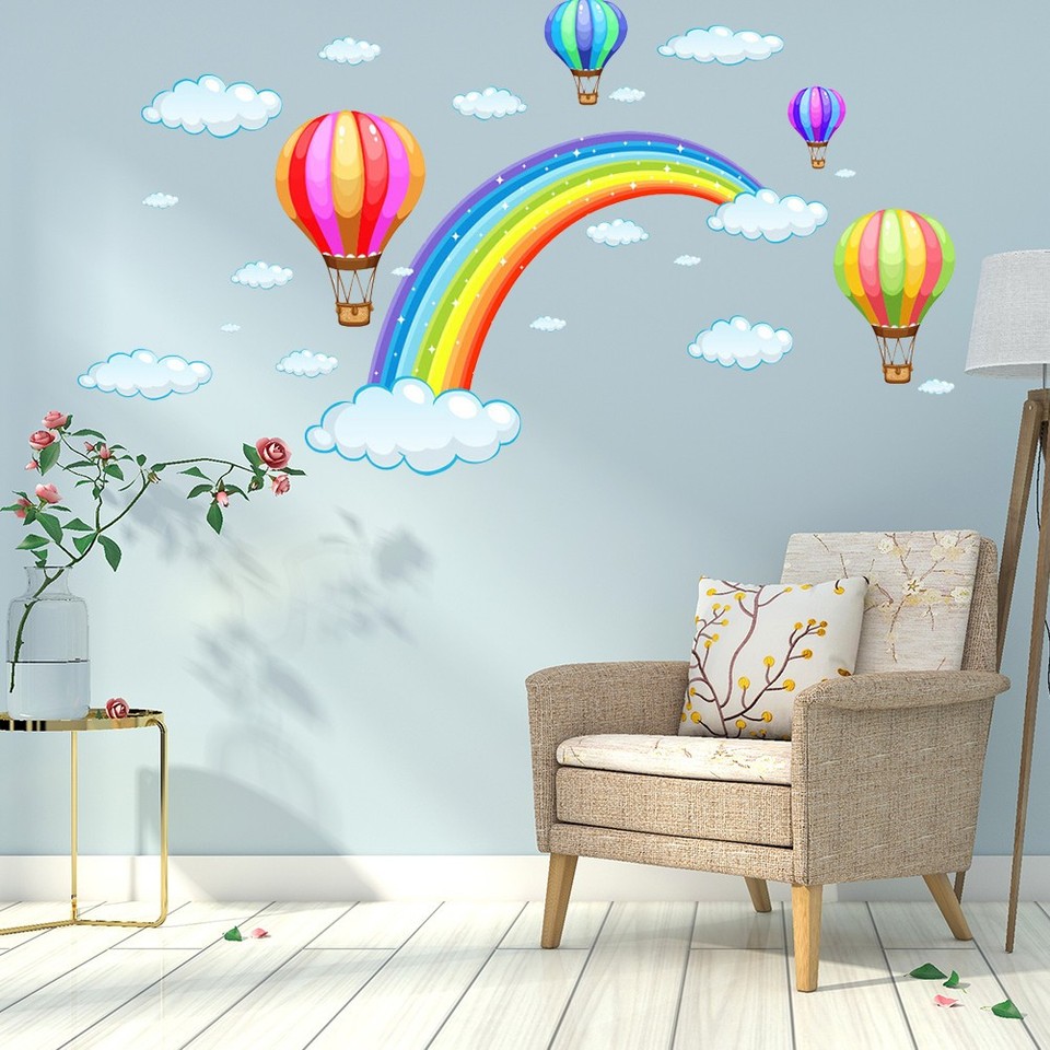 Creative Rainbow Cloud Wall Sticker PVC Removable Window Decals for ...