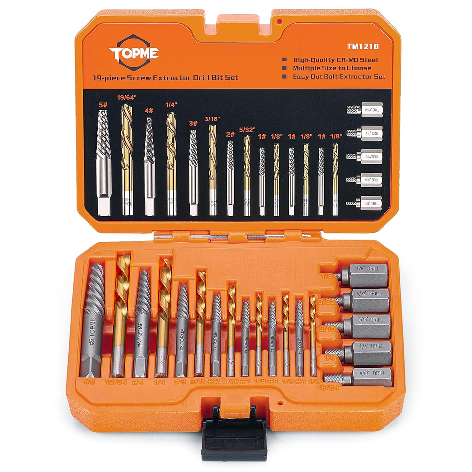 19 Piece Screw Extractor and Left Hand Drill Bits Set, Easy Out Screw ...