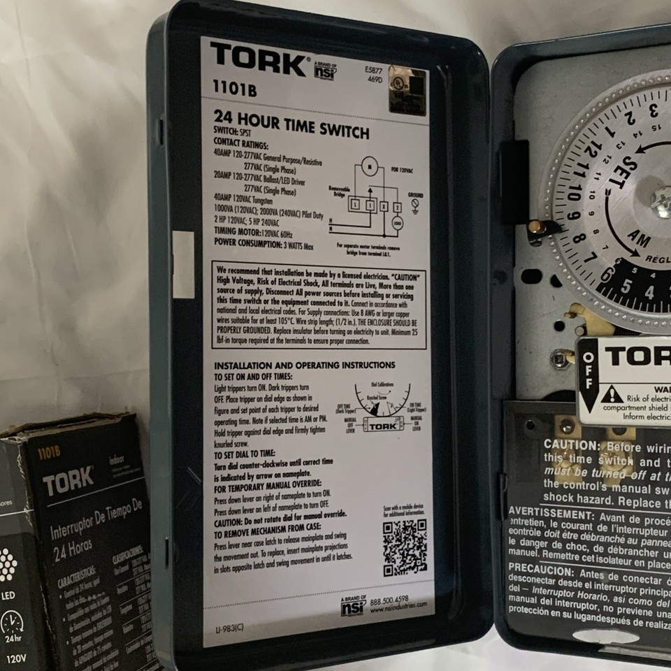 TORK 40 Amp 1-Channel 24-Hours Indoor Mechanical Time Switch 1101B | eBay