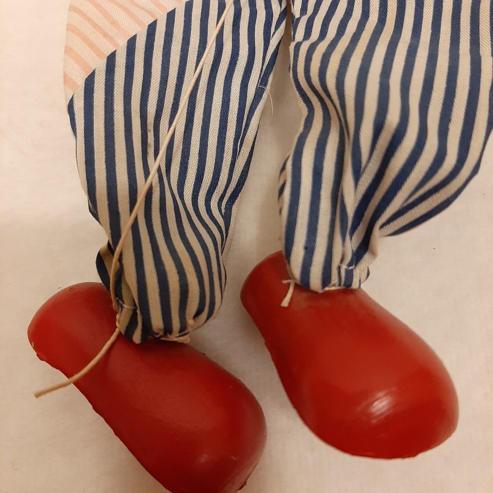 Vintage Hand Crafted Clown Wooden String Puppet Marionette Toy Creepy ...