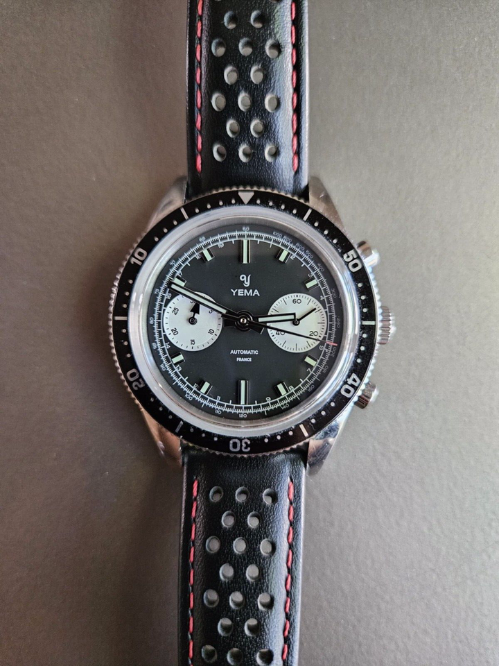 Yema Speedgraf "Panda" Chronograph; Full Set; Mint; Extra Strap ...