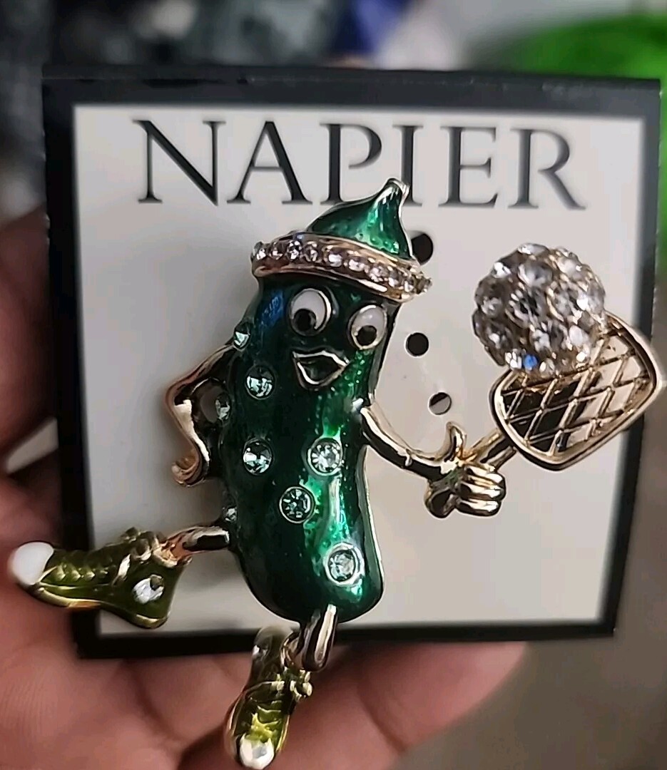 Napier Gold Tone Autumn Pickleball Sport Pin NEW | eBay