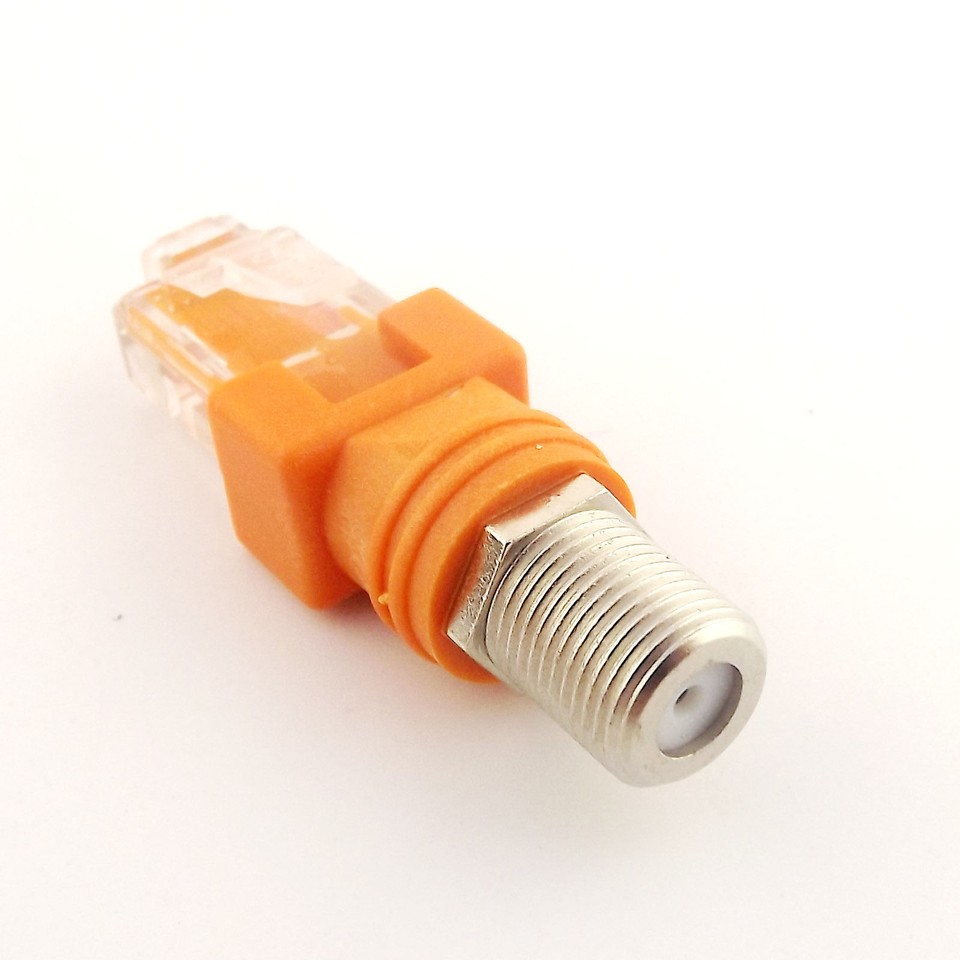 F Female to RJ45 Male Coaxial Coax Barrel Coupler Adapter RJ45 to RF ...