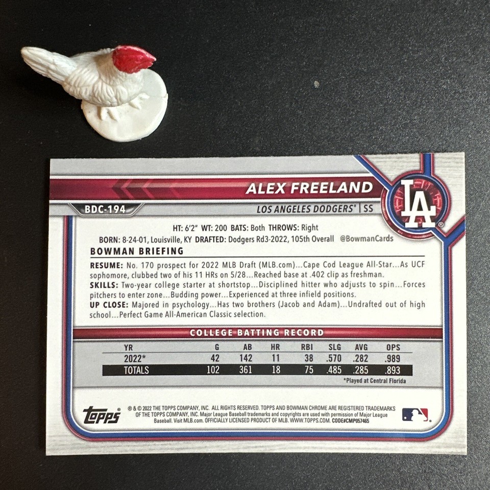 2022 Bowman Draft Sapphire Baseball Alex Freeland 1st Bowman #BDC-194 ...