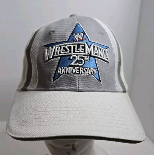 Wrestlemania Authentic 25th Anniversary White Strap Back Ball Cap Hat ...