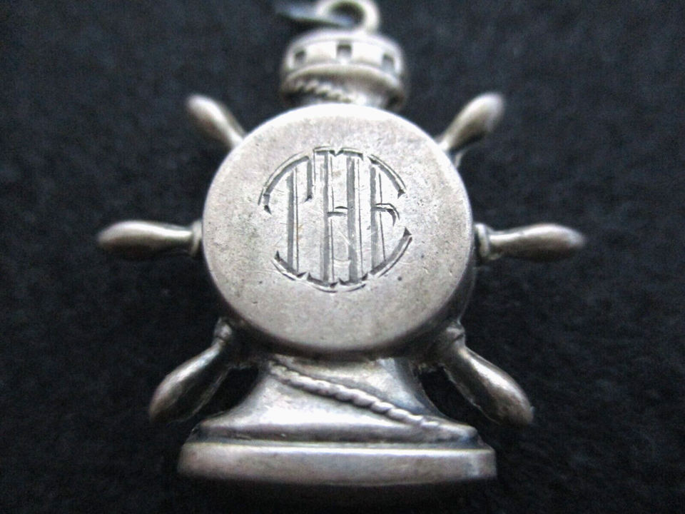 Rare Antique Victorian Sterling Silver Nautical Ship’s Wheel Compass ...