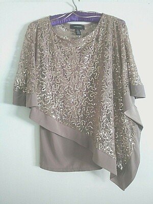 R & M Richards Sequined Lace Cape Top Sleeveless sheath under cape Size ...