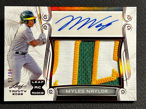 2023 Leaf Trinity AWESOME !! WORN PATCH ROOKIE AUTO Myles Naylor 93/99 ...