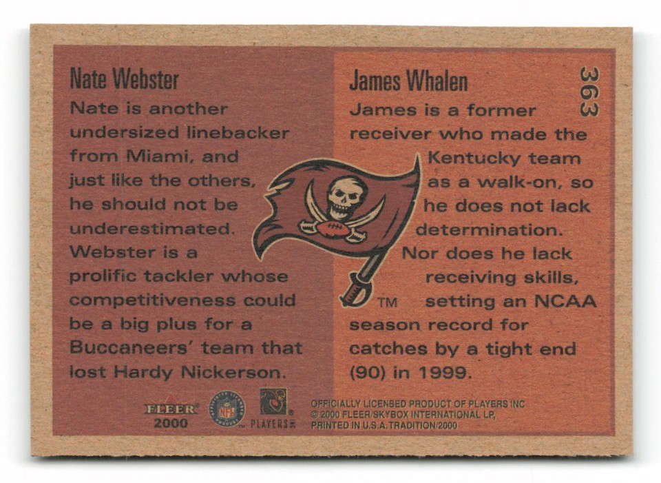 2000 Fleer Tradition #363 Nate Webster / James Whalen Rookie RC | eBay