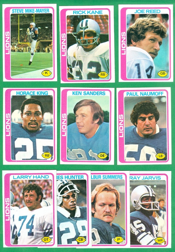 1978 TOPPS DETROIT LIONS TEAM SET NM/MT HILL RC BARNEY SANDERS PAYTON ...