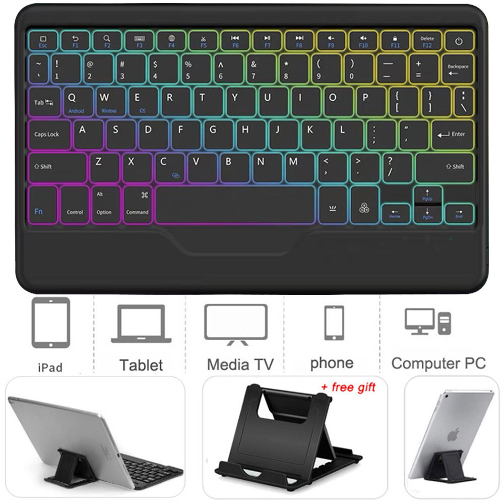 Backlit Bluetooth Keyboard Keypad Mouse &Stand For iPad 5/6/7/8/9th 10 ...