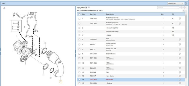 VOLVO S80 II 3.0 T6 286PS Ladeluftrohr Ansaugschlauch Ansaugrohr ...