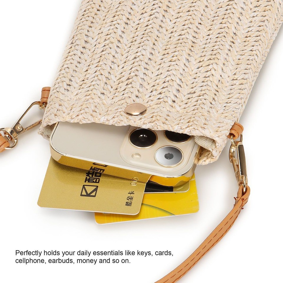 Womens Ladies Woven Rattan Crossbody Bag Straw Purse Wicker Shoulder ...
