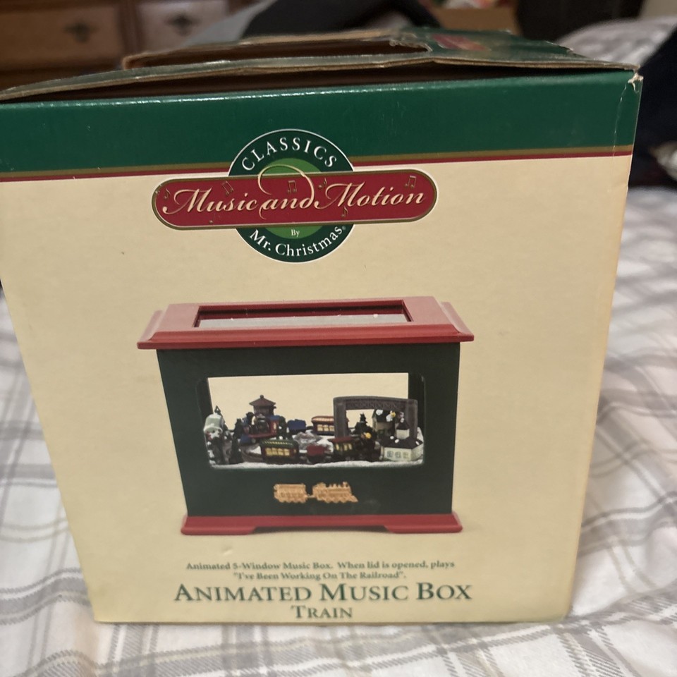 Vintage Mr. Christmas Morning Animated Music Box Moving Train Works ...