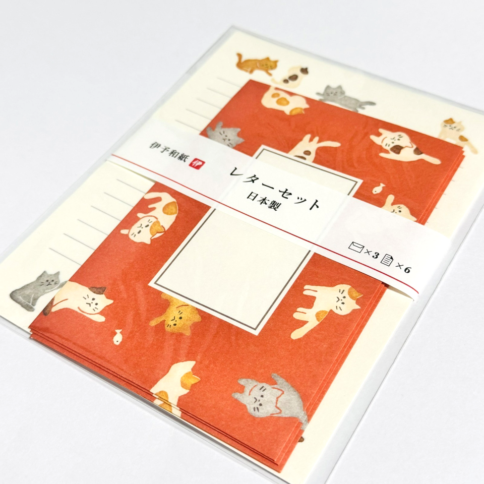 Japanese IYO Washi Cat Letter Set Stationery Made in Japan Envelopes ...