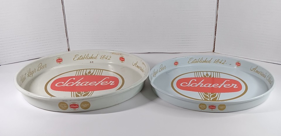 Schaefer Beer Serve Tray Lot Round Metal Vtg 12" 13" Inch Bar ...