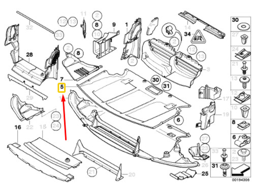 OEM BMW 5 E60 ENGINE SPLASH SHIELD CENTER 51717200846 7200846 GENUINE ...