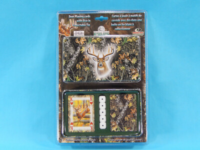 River's Edge Deer Playing Cards w/ Dice in Collectable Tin 2 Decks 5 ...