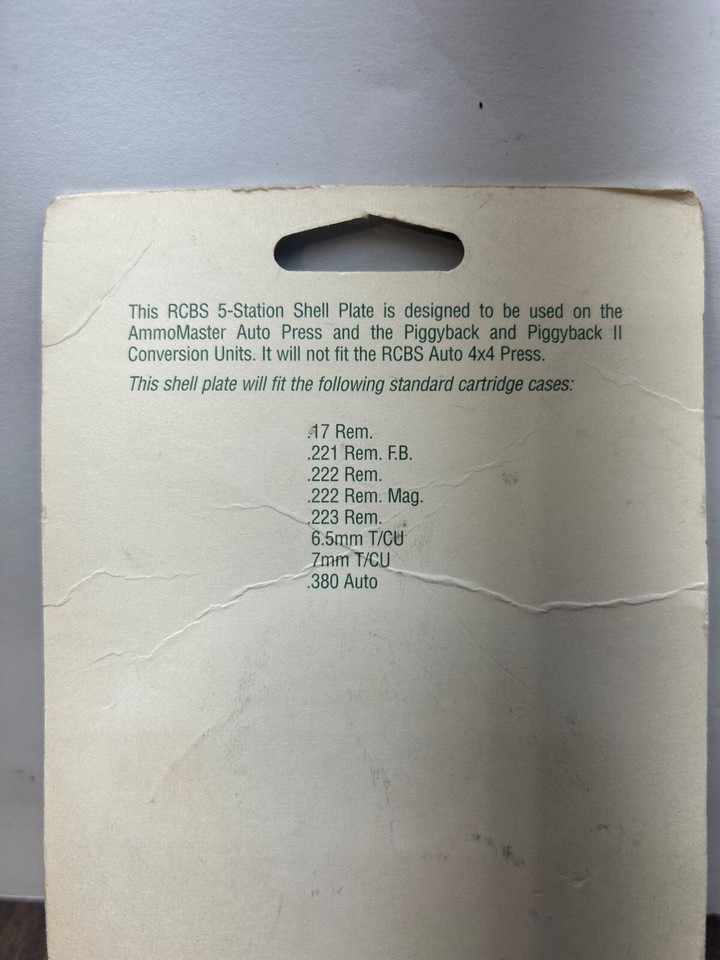 RCBS 5 Station Shell Plate #10 Piggyback Ammomaster 223 Rem 300 ...