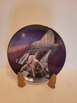 Bradford Exchange Collectors Plate 8" Nightfall" Profiles of the Wolf ...