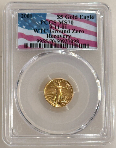 2001 $5 American Gold Eagle WTC Ground Zero Recovery PCGS MS70 1/10 Oz ...
