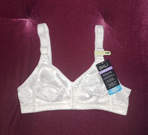 NWT Bali Bra 36B White Satin Jacquard Classic Support Wireless Cool ...