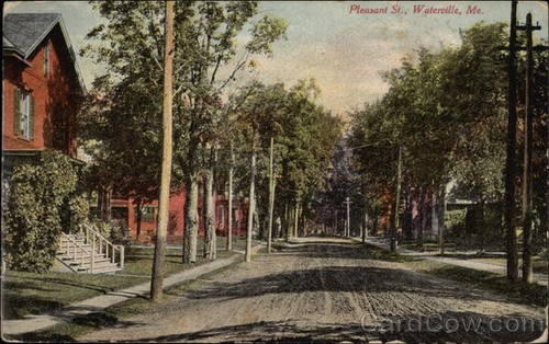 Waterville,ME Looking Up Pleasant St 1910 Kennebec County Maine Vintage ...