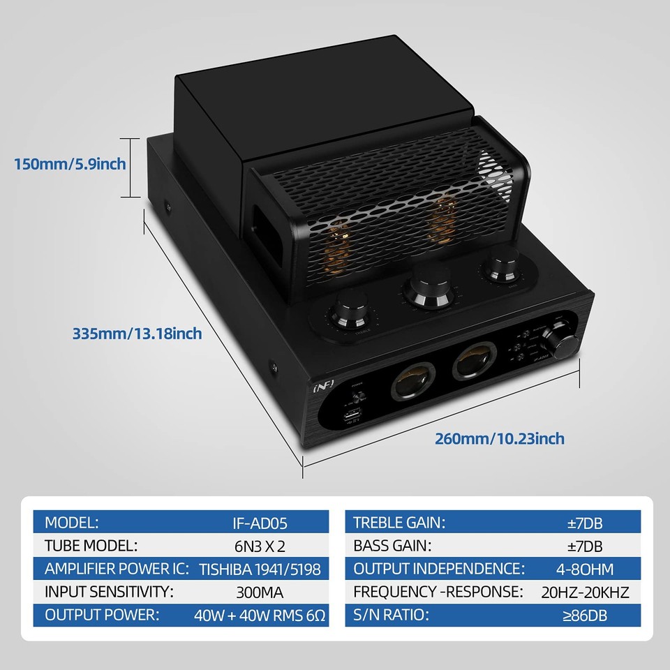 Hybrid Class AB Tube Amplifier 6N3 Power Amp with Bluetooth Home Audio ...