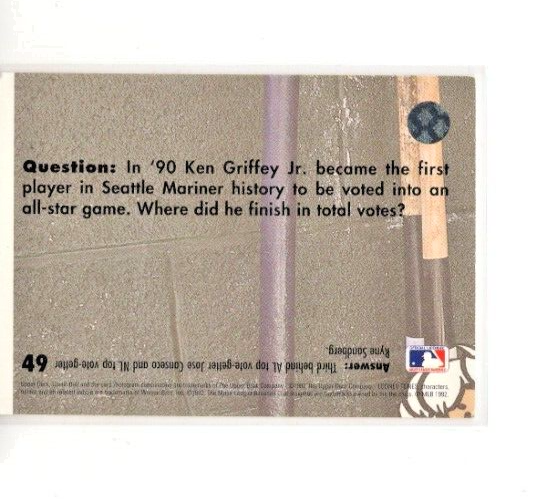 1992 Upper Deck Comic Ball 3 #49 Batty Practice Ken Griffey Jr ...