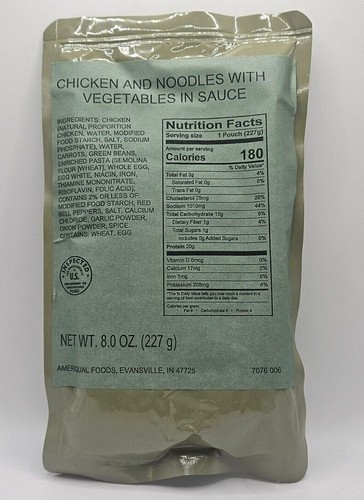 Authentic USGI MRE Ration Entree - Chicken and Noodles with Vegetable ...