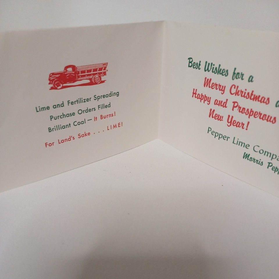 Vintage Simple Red & Green Pepper Lime Company Christmas Greeting Card ...