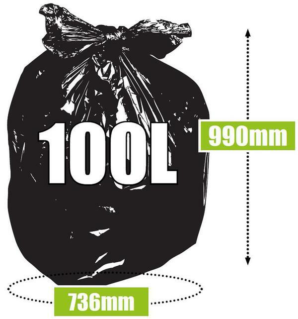 100L Heavy Duty Refuse Sacks, 50 Roll - Black - ECOBAG 5019685007803 ...