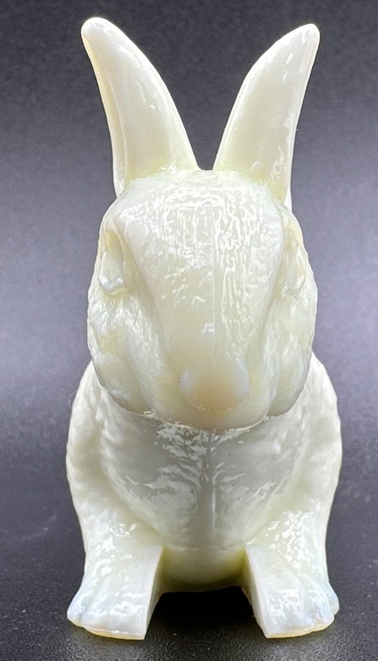 Vintage Mosser Custard White Bunny Rabbit Vaseline Uranium Glass Glows ...