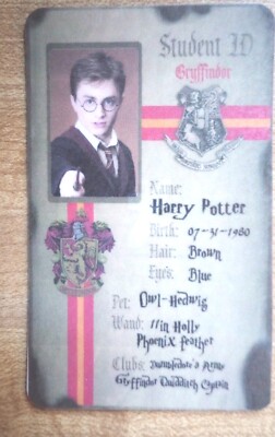 Harry Potter Student ID Novelty Card | eBay