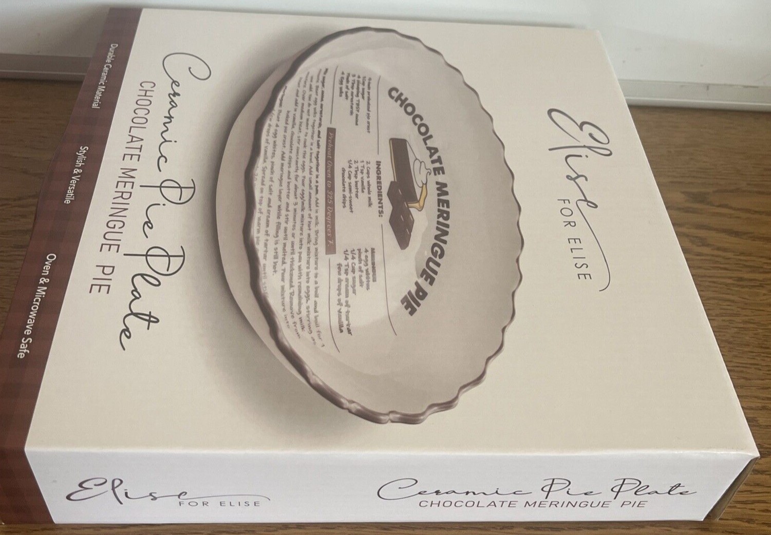 Elise For Elise Chocolate Meringue Ceramic Pie Plate NIB | eBay