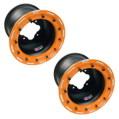DWT G3 Rear Orange Beadlock Wheels Rims Pair 9" 9x8 3+5 4/110 TRX 400EX ...