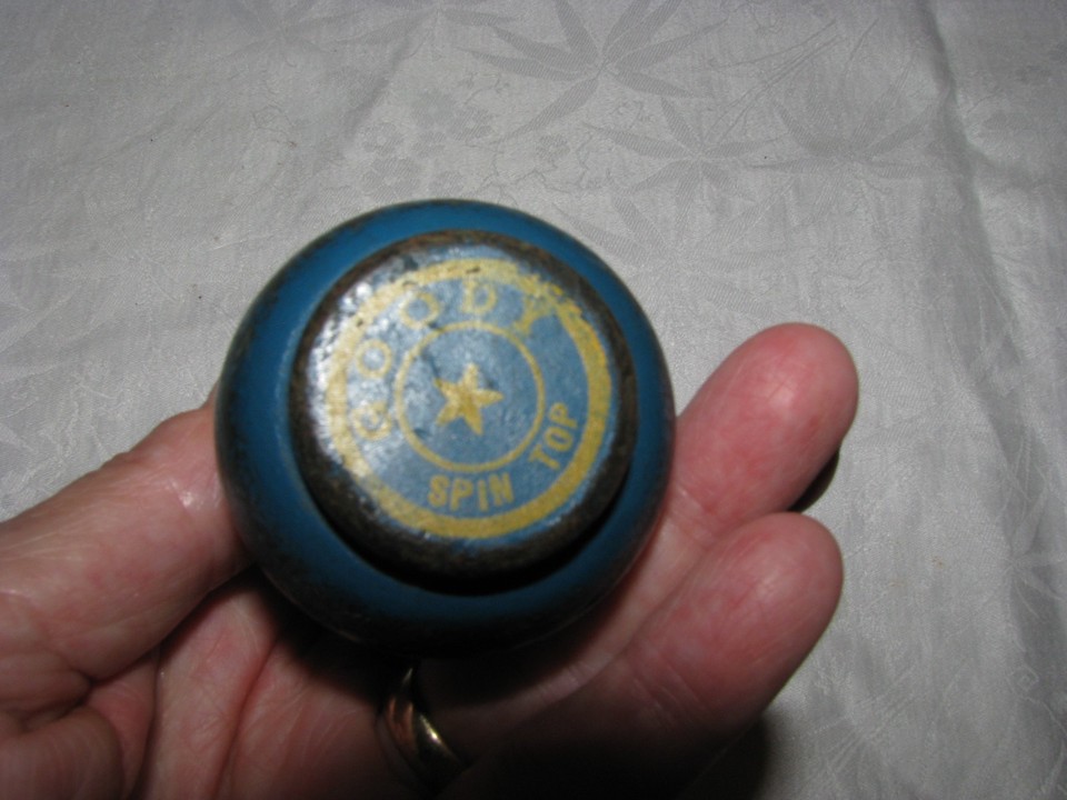VTG Goody Toy Spinning Top 2-3/4" Tall Blue Color Wooden W/Metal Tip | eBay