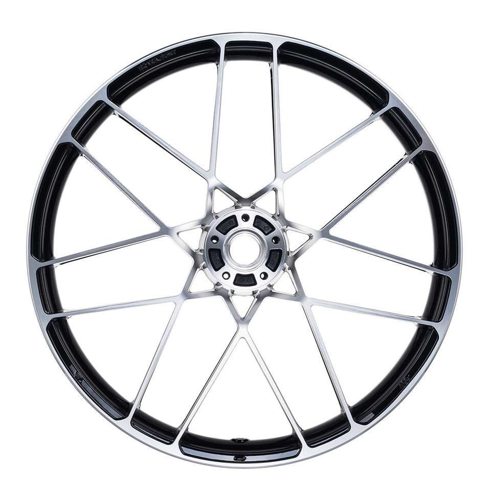 Sleek Double-Spoke Wheel 21 inch Black CNC Contrast Front Wheels Fits ...