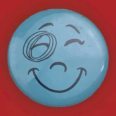 Happy Face With Monocle Vintage Pin Pinback Button Blue | eBay
