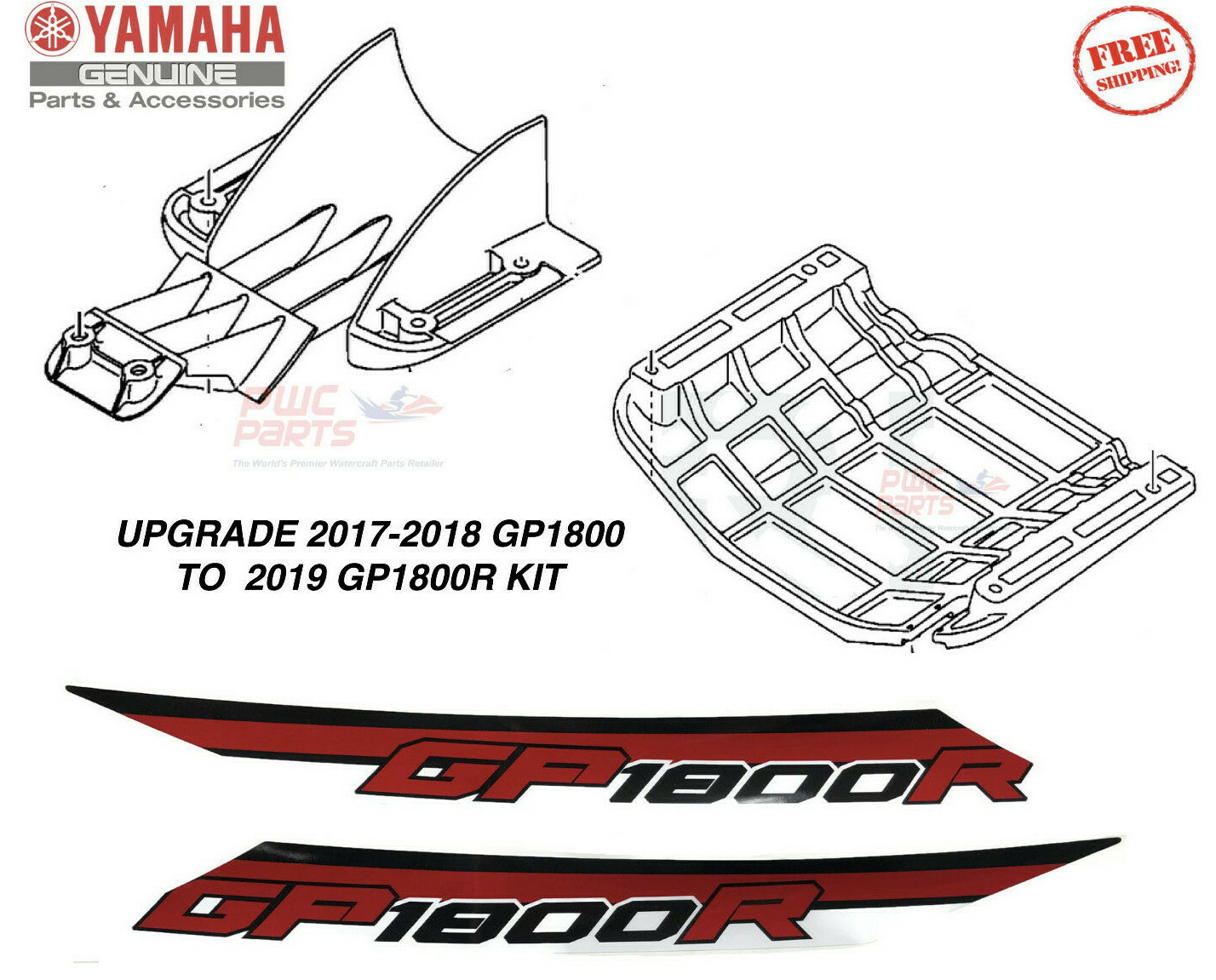 YAMAHA GP1800R Upgrade Kit for RED GP1800 2019 Ride Plate & Intake ...