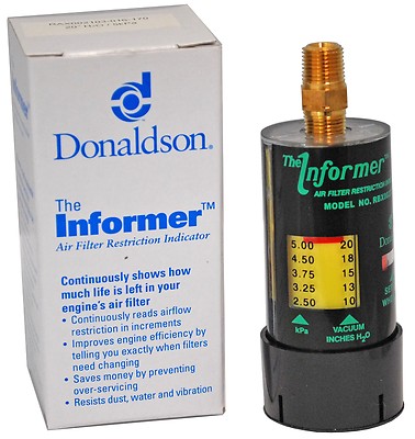 DONALDSON AIR FILTER MINDER KIT GAUGE & FITTING X002103 20" RESTRICTION ...
